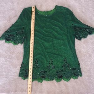 Vintage | Tops | Vintage Emerald Green Beaded Top | Poshmark